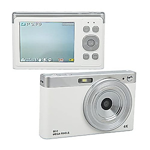Focket Digital Camera, 4K 50MP Autofocus Vlogging Camera with 16X Digital Zoom, 2.88in LCD Screen Rechargeable Battery, Compact Kids Camera for Adults, Kids, Student, Teens, Beginners (White)