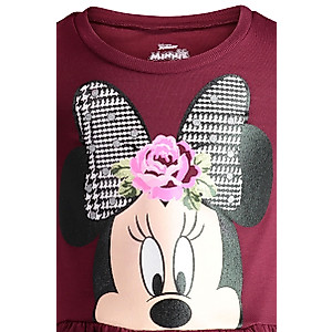 Disney Minnie Mouse Big Girls Peplum T-Shirt and Leggings Outfit Set Wine Red 8
