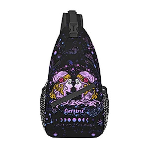 Gemini Constellation Sling Bag Chest Bag Zodiac Sign Crossbody Bags For Men Women