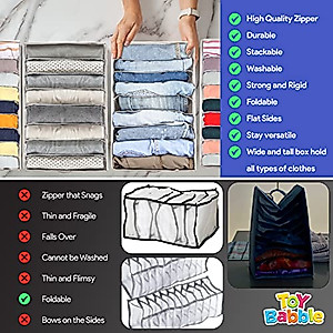 Clothes Organizer for Folded Clothes - Extra Large 9 Grids, Premium Upgraded Wardrobe Clothes Organizer with Handles, Pants organizer for closet. Foldable Jeans Organizer for Closet, tshirt organizer.