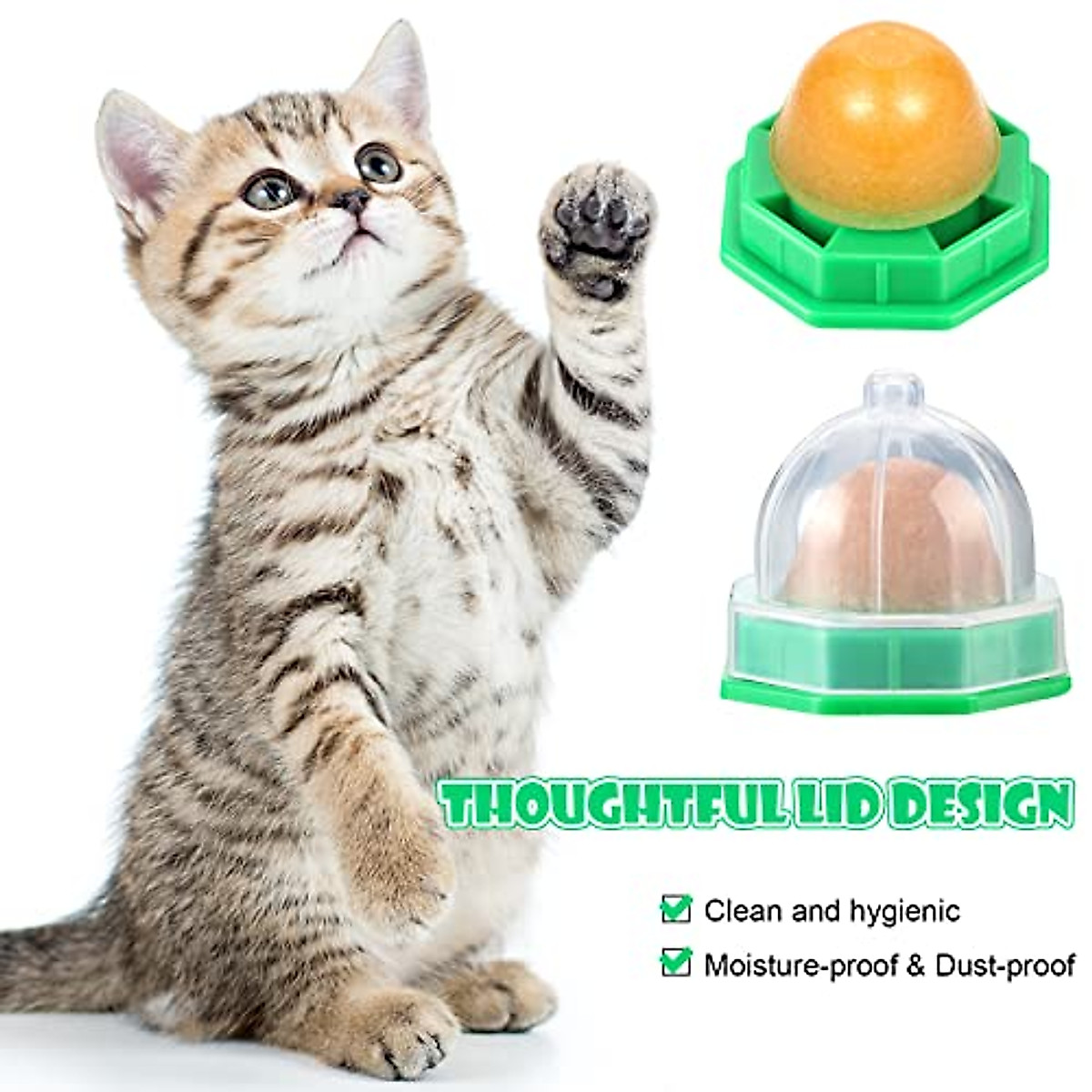 Tinideya 12 Pieces Cat Snacks Candy Ball Cat Licking Sugar Energy Ball Edible Catnip Balls Toy Kitten Sweet Ball Solid Candy for Cat Kitten (Green, Blue)