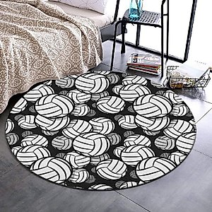 Modern Area Rugs for Home Bedroom Kitchen Living Room Decoration, Soft and Washable Non-Slip Flannel Carpet with Non Slip Backing Protection, Compatible with Black and White Volleyball Ball