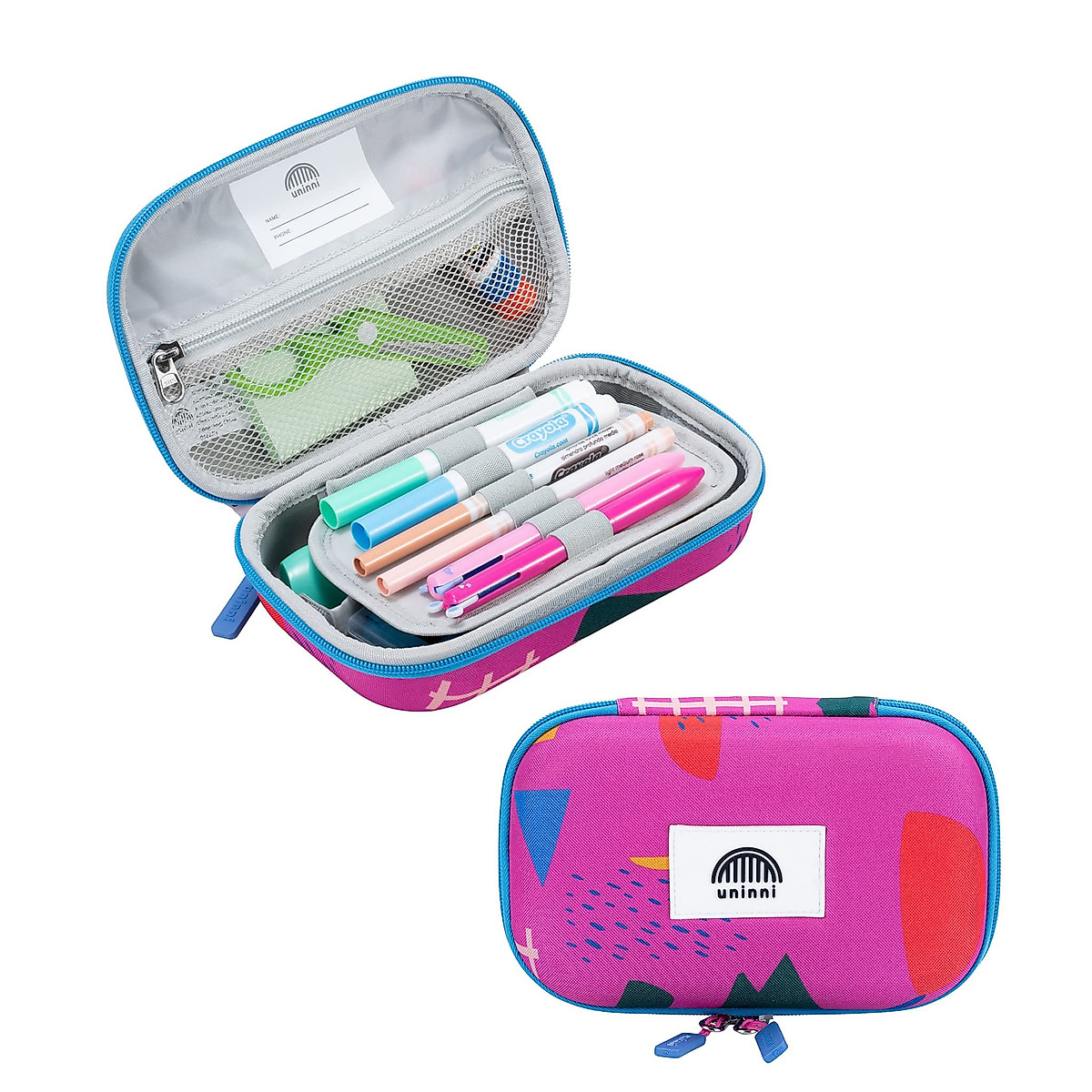 uninni Strokes Pencil Case for Girls and Boys - Large Kids Pencil Case with Mesh Storage Pocket & 2 Removable Dividers for Organizing Markers & Pens. Pencil Case for Kids with a durable design