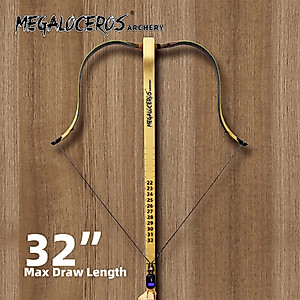 Megaloceros Archery 52" Recurve Bow Handmade Laminated Longbow Traditional Bow and Arrows Ambidextrous Horsebows Set for Hunting Target Shooting 30lbs