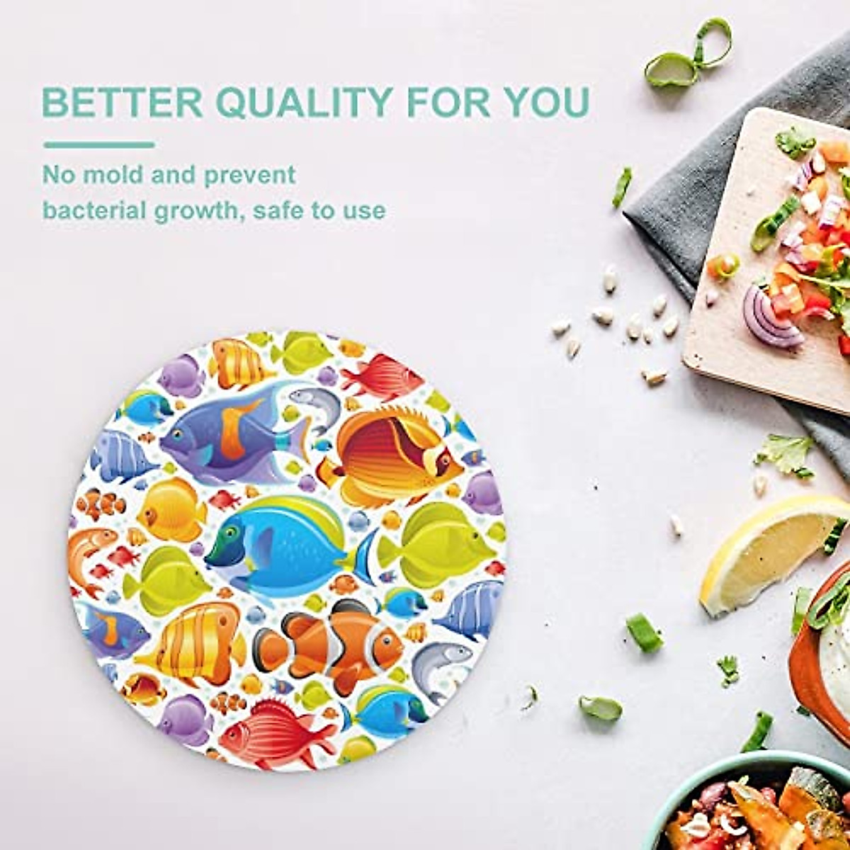 Underwater Fish Tempered Glass Cutting Board Heat Resistant For Bread Meat Fruit 7.9 in