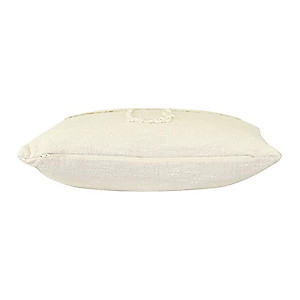 Creative Co-Op DF2389 Square Cotton Mudcloth Fringed X Pattern Pillow, Off-White