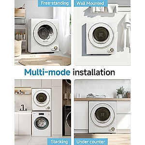 Feelfunn 110V Portable Dryer – 850W Compact Clothes Dryer with 4 Automatic Drying Modes, Stainless Steel Tub, Simple Control Knob for Apartments, Dorms & Small Spaces