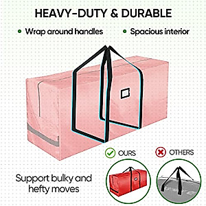 BALEINE 9 ft Christmas Tree Storage Bag, Heavy Duty Extra Large Artificial Christmas Tree Bag with Reinforced Handles and Dual Zippers Wide Opening (Red, 9 ft)