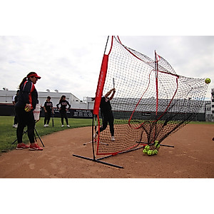 PowerNet 18 PK Practice Softballs with Ball Caddy Bundle | Perfect for Softball Soft Toss Batting Fielding Hitting Pitching Practice or Training | Save Your Back No More Bending