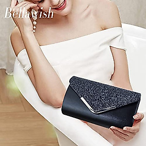 Bellawish Clutch Purses for Women Wedding Bridal Evening Clutch Handbag for Parites Prom,Black 011