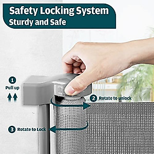 105 Inch Extra Wide Baby Gates for Large Openings, Retractable Baby Gates 35” Tall, Extra Long Baby Gate Child Gates for Wide Openings Large Dog Gate for Doorways Long Dog Gate Indoor Outdoor, Grey