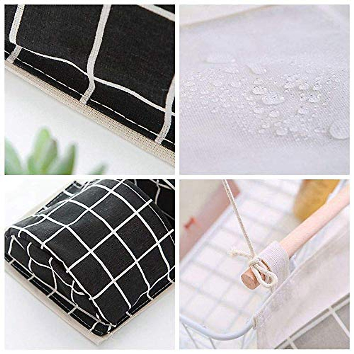 3Pcs Wall Closet Hanging Storage Bag, AUHOKY Premium Linen Fabric Over The Door Organizer, Hanging Storage Pouches with 3 Pockets for Bedroom Bathroom - Waterproof & Stylish (Black/Gray/White)