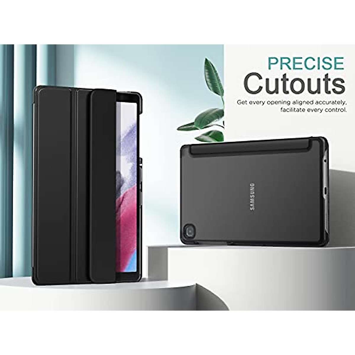 MoKo Case Fits Samsung Galaxy Tab A7 Lite 8.7 Inch (SM-T225/T220/T227), Lightweight Stand Smart Case Hard Shell Cover for Samsung Tab A7 Lite Tablet 2021 – Black