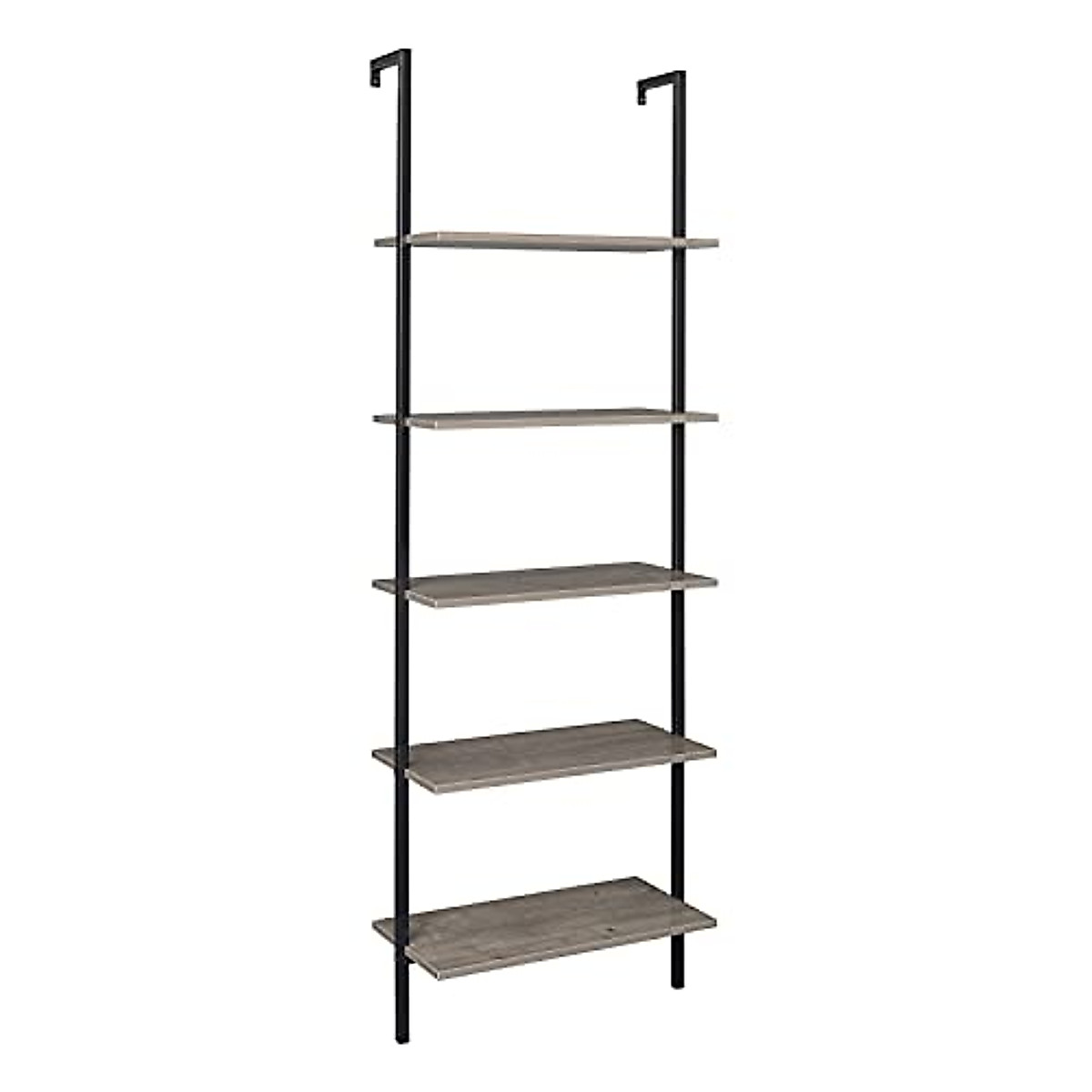 ANTSKU 5 Tier Wall Mounted Ladder Shelf, Ladder Bookshelf with Metal Frame and Wood Shelf, Modern Learning Bookcase for Living Room, Bedroom, Office (23.6" W x 11.8" D x 70.8" H, Antique Gray)