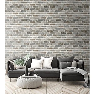 NextWall Washed Faux Brick Peel and Stick Wallpaper