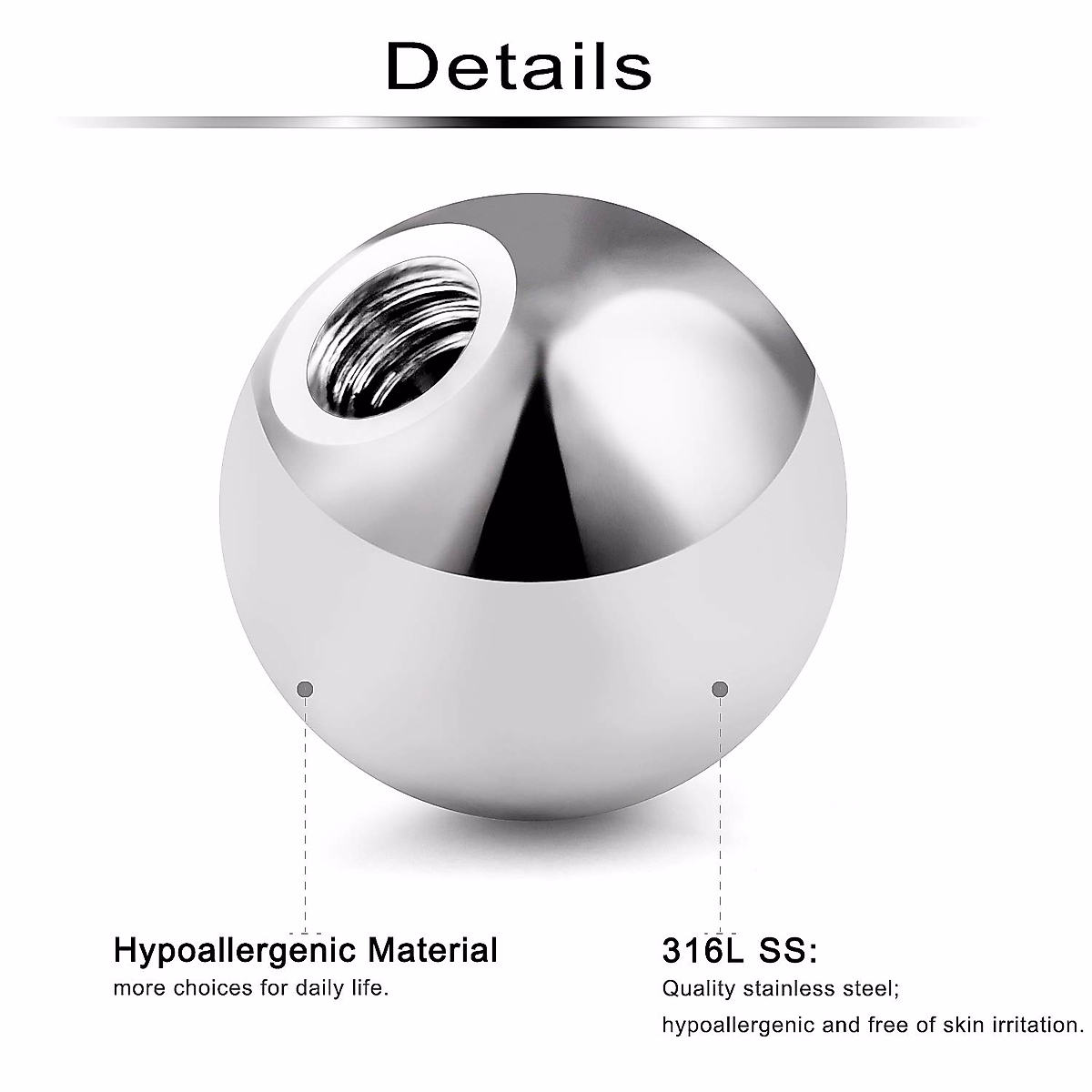 Ftovosyo 80PCS 14G 4MM 316L Surgical Steel Replacement Balls Body Jewelry Piercing Barbell Parts for Women Men Externally Threaded Silver-tone Rose Gold Black Rainbow