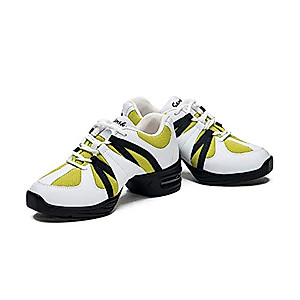 Sansha Women's Dance Studio Exercise Sneakers Microfiber HIKONOS H23MF (US 8.5 / Skazz 09 M), White/Green, 7.5