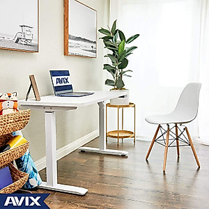 AVIX Whole Piece Electric Standing Desk, 48 x 24 Inches Height Adjustable Desk, Sit Stand Desk Home Office Desks, White