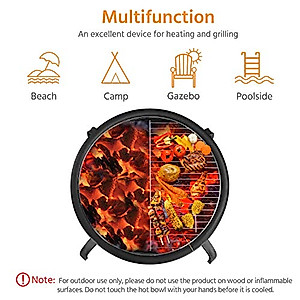 Yaheetech Fire Pit 22in Folding Firepits BBQ Fireplace with Steel Grill, Cooking Grate and Poker for Outdoor Camping & Bonfire