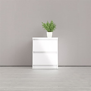 Home Square 3PC Set Engineered Wood with 2 Nightstands and 1 Double Dresser in White Gloss