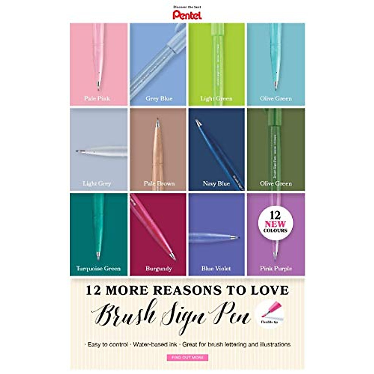 Pentel Brush Sign Pen - Fresh Shades 12pc Wallet