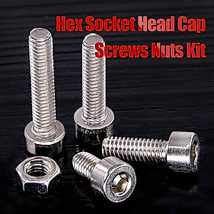 Hilitchi 180pcs M4 Stainless Steel Hex Socket Head Cap Screws Nuts Assortment Kit with Box (M4)