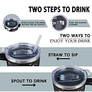 ZNYYZYBA 40 oz Tumbler with Handle and Straw, 40oz Goth Tumbler with Handle Insulated Leak Proof Travel Coffee Mug, Reusable Stainless Steel Tumblers