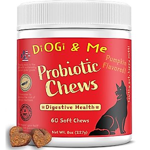 DiOGi and Me Probiotics for Dogs - Digestive Enzymes for Gut Flora, Caprophagia, Diarrhea & Bowel Support - Clinically Studied DE111 - Dog Supplement Soft Chew for Pet Immune System