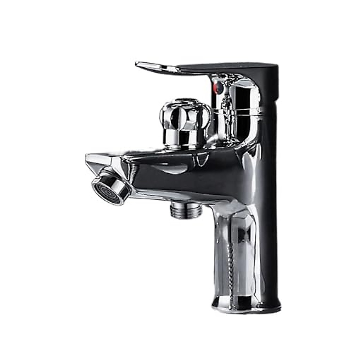 Kitchen Tap Bathroom Basin 2 in 1 Faucet, Brass Handheld Toilet Bidet Faucets, Sprayer Cold and Hot Water Mixer Bathtub Tap with Shower Set (Color : Nero, Size : G1/2),Kitchen faucets