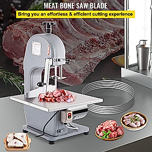 VEVOR Band Saw Blade, 65x0.6x0.02 inch, 5 PCS/Pack Meat Bandsaw Blades for Replacement, 65Mn Carbon Steel Blade, 3 TPI Meat Cutting Blade Wrapped by Rust-Proof Paper, for Commercial Bone Saw Machines