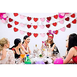 Tatuo 4 Sets Valentine's Day Heart Banners Felt Heart Garlands Holiday Hanging Decorations for Wedding Party Birthday Supplies (4)