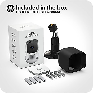 Blink Mini Wall Mount Bracket with Protective Case，Weather Proof 360 Degree Protective Adjustable Indoor/Outdoor Small Mount(1 Pack Black，Camera not Included)
