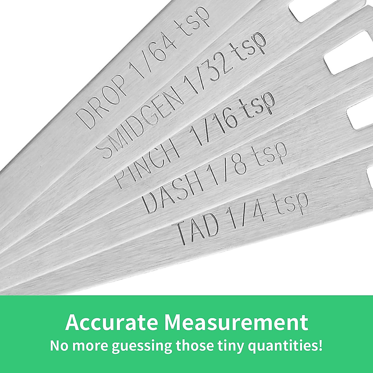 5PCS Small Measuring Spoons Set - Cuttte Stainless Steel Tiny Measuring Spoons for Cooking Baking, 1/4 tsp, 1/8 tsp, 1/16 tsp, 1/32 tsp, 1/64 tsp, Teaspoon Mini Measuring Spoons for Powders, Spices