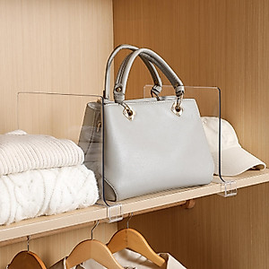 Suoyouman Acrylic Shelf Dividers for Closet Organization 6Pcs Closet Shelf Dividers for Shelves Shelf Organizer, Transparent Closet Shelf Divider for Purse Shelf Organizer Bedroom and Office Shelves