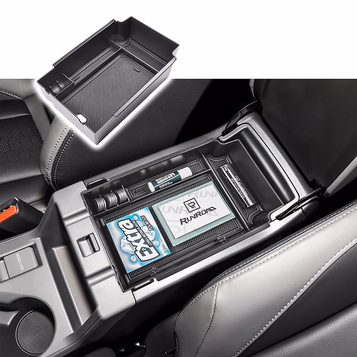 RUNROAD Center Console Organizer Compatible with Subaru Crosstrek 2023 2024 2025 & Impreza 2024 Accessories, Insert Secondary Storage Box Console Organizer Armrest Tray, Black