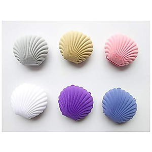 HAMIYELL Pack of 6 Velvet Earring Gift Box Shell Jewelry Storage Case Showcase Display Organizer Box for Necklace (White)