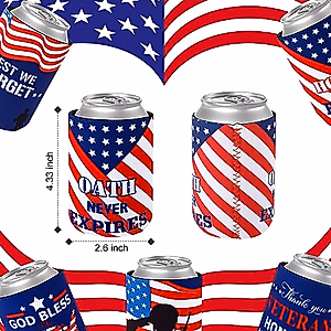 Tenceur 48 Pcs Military Veteran Gifts Patriotic Gift American Flag Bottle Cooler Sleeves Collapsible Insulator Reusable Can Bottle for Veterans Day Memorial Day, 12 oz
