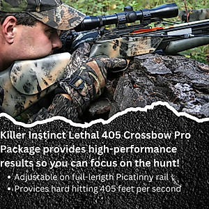 Killer Instinct Lethal 405 FPS Crossbow Bundle with Crossbows Slayer Crossbow Case, and Fixed-Blade Steel Tip 100-Grain Hunting Broadheads (3-Pack)