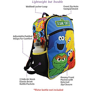 Sesame Street Boys Girls 5 piece Backpack Lunch Bag and Snack Bag School Set (One Size, Blue/Multi)