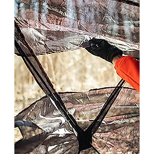 Muddy Outdoors Hunting Easy Set-Up Portable Concealable Black-Backed Water Resistant Epic Camo Prevue Ground Blind, 2-Person