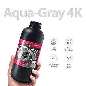 phrozen Aqua-Gray 4K Resin for High-Precision 3D Printing,405nm LCD UV-Curing Photopolymer Resin for Low Shrinkage, Great Detail, Low Odor, Non-Brittle (1KG)