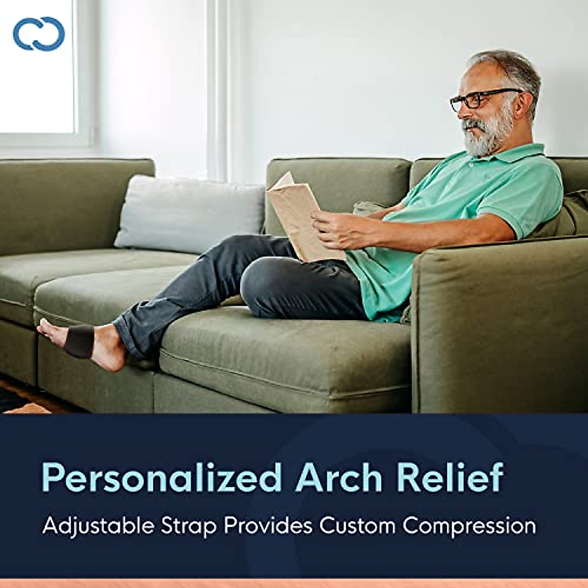 Copper Compression Adjustable Padded Arch Support - 2 Plantar Fasciitis Braces/Sleeves. Foot Care, Heel Spurs, Feet Pain Relief, Flat & Fallen Arches, High Arch, Flat Feet (1 Pair - One Size Fits All)