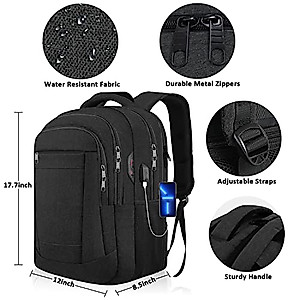 Large Travel Backpack, 40L TSA Flight Approved Travel Laptop Backpack for Men and Women, Anti Theft Water Resistant Business College Bag with USB Charging Port & Headphone Hole Fits 15.6 Inch Laptop
