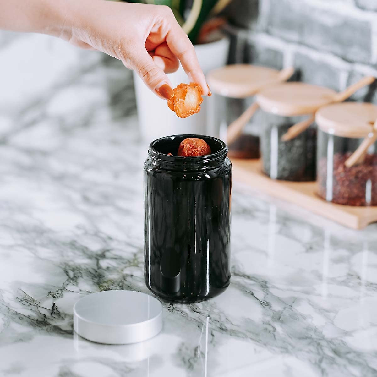 Infinity Jars Silver Collection 400 ml (13.5 fl oz) Tall Black Ultraviolet Screw Top Jar