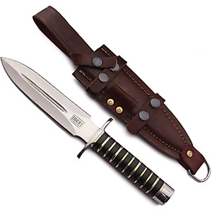 GCS Handmade Micarta Handle D2 Tool Steel Tactical Hunting Knife with leather sheath Full tang blade designed for Hunting & EDC GCS 166