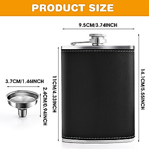 Hip Flask with Funnel, 8 oz Stainless Steel Whiskey Flask Portable Pocket Hip Flask for Men 100% Leak Proof Pocket Flask for Climbing Camping Barbecue Bar Party Drinker Black