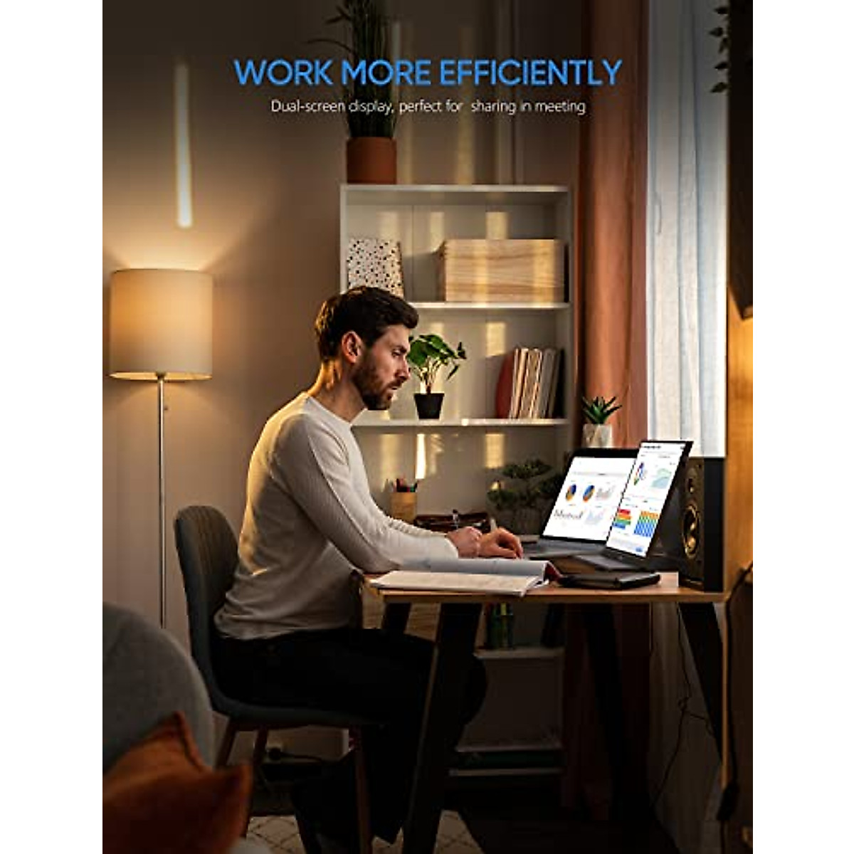 ARZOPA Portable Monitor, 15.6'' 1080P FHD Laptop Monitor USB C HDMI Computer Display HDR Eye Care External Screen w/Smart Cover for PC Mac Phone Xbox Switch PS5-S1 Table