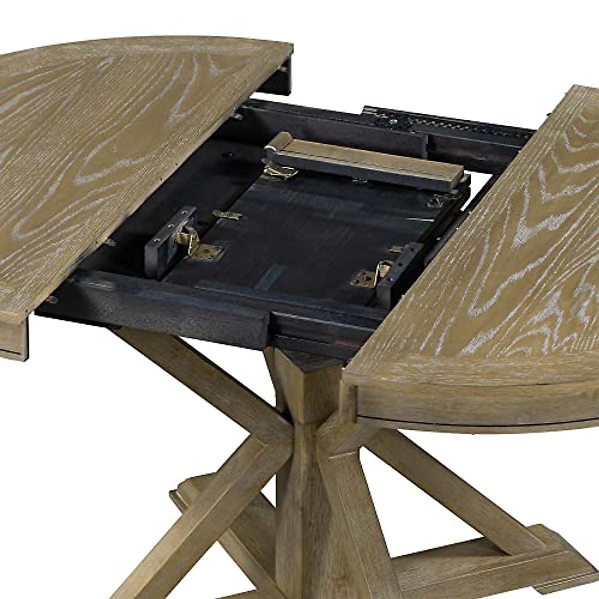 WOZNLA Retro Style 5-Piece Extendable Round Dining Table Set with 4 Upholstered Chairs - Ideal for Kitchen and Living Room Gatherings