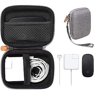 GETGEAR case for MacBook Magsafe/Magsafe 2 Charger Adapter, Magic Mouse 1, 2, Lightning Hub, Type C and USB Hub, Card Reader, All in one Carrying Solution (Tweed Gray)