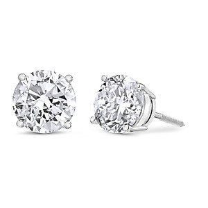The Diamond Channel 0.50-6 CARAT Lab Diamond Stud Earrings for Women 14 Karat Gold Round Earrings 4 Prong Setting with Screw Back and Posts Studs (F-G Color, VS1-VS2 Clarity) (1.00 cttw, white-gold)
